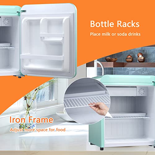 Antarctic Star Compact Refrigerator Mini Fridge for Beverage, Ice Cream, Vegetable, Fruit, 1.7 Cu. Ft., Freezer with Drip Tray, Bottle Racks and Defrost Button, Great for Bedroom, Office, Garage, Dorm, Green