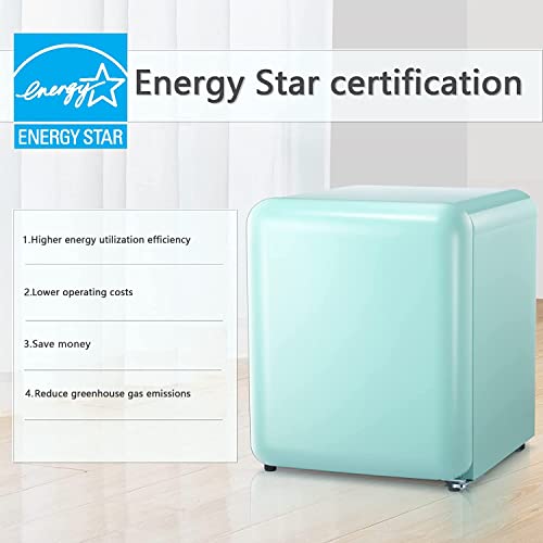 Antarctic Star Compact Refrigerator Mini Fridge for Beverage, Ice Cream, Vegetable, Fruit, 1.7 Cu. Ft., Freezer with Drip Tray, Bottle Racks and Defrost Button, Great for Bedroom, Office, Garage, Dorm, Green