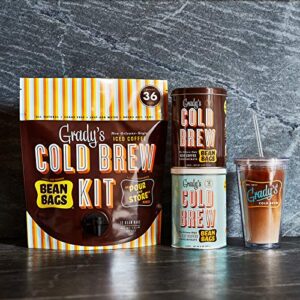 Grady's Cold Brew Coffee | Decaf | New Orleans Style Cold Brew Concentrate | 12 Bean Bags + 1 Pour & Store Pouch | 36 Total Servings