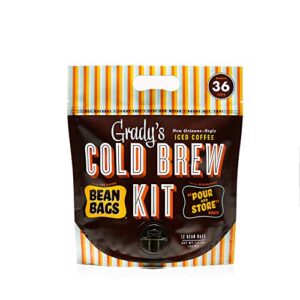 Grady's Cold Brew Coffee | Decaf | New Orleans Style Cold Brew Concentrate | 12 Bean Bags + 1 Pour & Store Pouch | 36 Total Servings