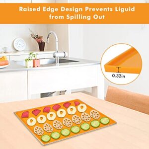 6PCS Silicone Dehydrator Sheets,Fruit Leather Silicone Dehydrator Mats with Edge Compatible with Cosori CP267-FD, Non-Stick Food Dehydrator Mats for Fruits Meat Vegetables Herbs (Orange 6 Packs)