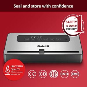 Food Vacuum Sealer Machine - Daintii Compact Pro Food Sealer for Dry & Frozen Freshness Preservation & Sous-Vide Cooking, Include User-friendly Starter Kit, Stainless Steel (Silver)