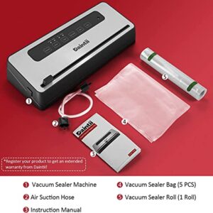 Food Vacuum Sealer Machine - Daintii Compact Pro Food Sealer for Dry & Frozen Freshness Preservation & Sous-Vide Cooking, Include User-friendly Starter Kit, Stainless Steel (Silver)