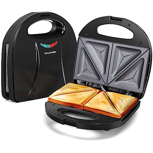 Aigostar 2in1 Sandwich Maker Panini Press Grill with Nonstick Plates, Double-Sided Heating Electric Sandwich Press Grill, Breakfast Sandwich Toaster Grilled Cheese Maker Snacks with Easy Cut Edges