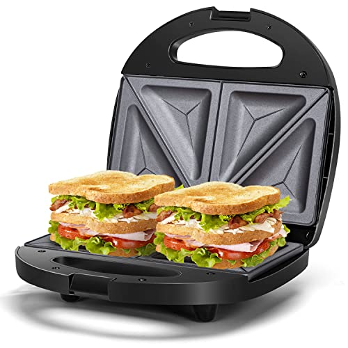 Aigostar 2in1 Sandwich Maker Panini Press Grill with Nonstick Plates, Double-Sided Heating Electric Sandwich Press Grill, Breakfast Sandwich Toaster Grilled Cheese Maker Snacks with Easy Cut Edges