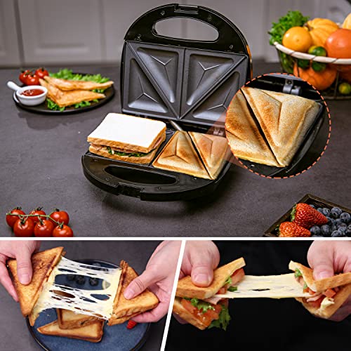 Aigostar 2in1 Sandwich Maker Panini Press Grill with Nonstick Plates, Double-Sided Heating Electric Sandwich Press Grill, Breakfast Sandwich Toaster Grilled Cheese Maker Snacks with Easy Cut Edges