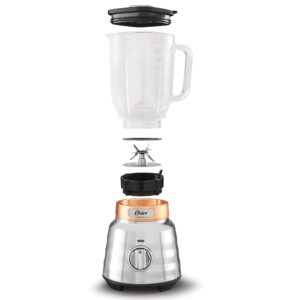 Oster Beehive Performance 3 Speed Turn Dial 7-Cup Blender, Countertop Small Kitchen Appliance with 1100 Watt Motor, Silver/Copper