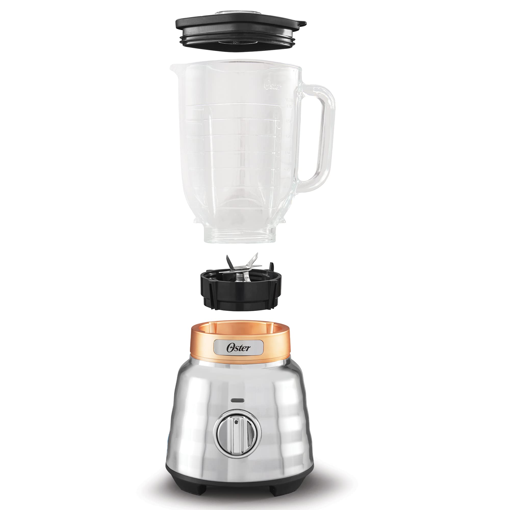 Oster Beehive Performance 3 Speed Turn Dial 7-Cup Blender, Countertop Small Kitchen Appliance with 1100 Watt Motor, Silver/Copper