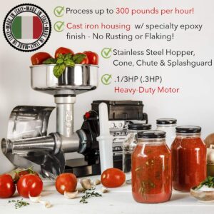 Raw Rutes - Electric Tomato Strainer Machine - Made in Italy - Perfect for Canning Tomato Purees, Sauces and More! (No. 3)