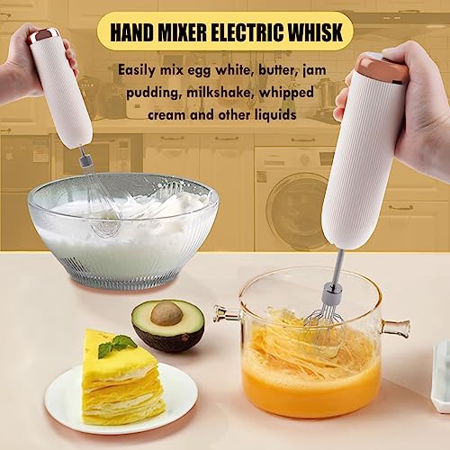 Electric Hand Mixer with 2 Whisks for Cooking Baking Supplies 4-Speed, Rechargeable Portable and Cordless Mini Food Processor for Baby Food Blender Puree & Meat,Ginger,Chili,Onion and Garlic Chopper