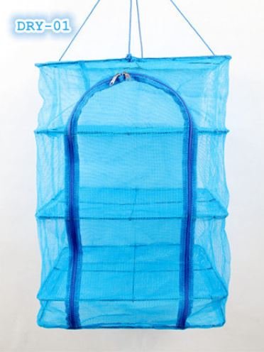 Food Dehydrator 3 Tray Hanging Drying Net/Non Electric/For Drying Herbs, Fruits, Vegetables, Fish (15.7 x 15.7 x 21.5 Inches, Blue)