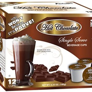 Dairy Free, Hot Chocolate Cups, Compatible with K Cup Coffee Maker, (12 cups), Caffeine Free, Vegan