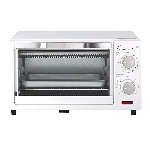 Continental Electric CE-TO101 Toaster Oven, 4 Slice, White