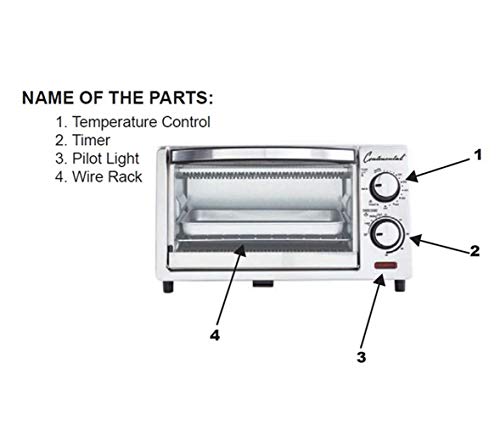 Continental Electric CE-TO101 Toaster Oven, 4 Slice, White