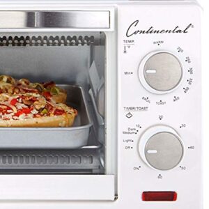 Continental Electric CE-TO101 Toaster Oven, 4 Slice, White