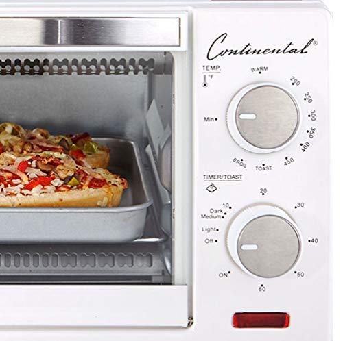 Continental Electric CE-TO101 Toaster Oven, 4 Slice, White