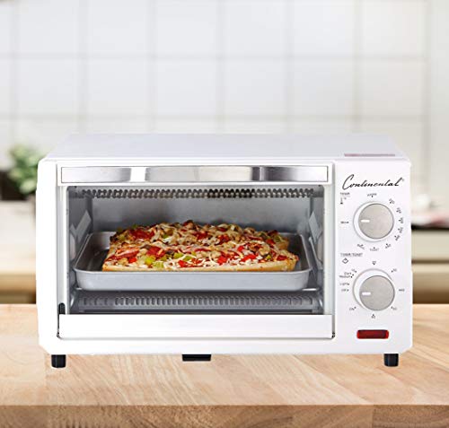 Continental Electric CE-TO101 Toaster Oven, 4 Slice, White