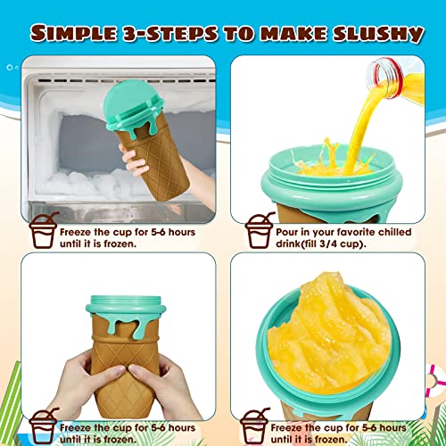 Slushie Maker Cup, TIKTOK Slushy Cup Magic Quick Frozen Smoothies Cup, 500ml Slushie Cup Homemade Milk Shake Ice Cream Maker Cooling Cup DIY for Family (Coffee)