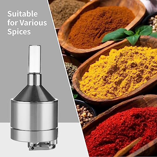 Homaisson Kitchen Spice Grinder, Pepper Grinder Set, Funnel Shape Metal Grinder with Storage Bottle, Spice Grinder Set Tool, Multifunctional Hand Mill for Fine Grinding, Silver