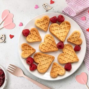 Mini Hearts Waffle Maker - Make 9 Heart Shaped Waffles or Pancakes w Electric Nonstick Waffler Iron- Unique Breakfast for Loved Ones Kids Adults, Fun Gift, Special Holiday Treat or for Summer Parties