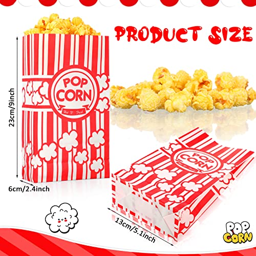 202 Pcs Popcorn Machine Supplies Set, 200 Pcs 2Oz Retro Style Disposable Oilproof Popcorn paper Bags Bulk with 304 Stainless Steel Popcorn Scoop, 304 Stainless Steel Season Salt Shaker with Handle Lid