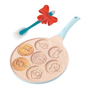 ejoyway pancake pan for kids, pancake pan nonstick, mini pancakes maker, pancake griddle crepe maker animal pancake mold nonstick pancakes with 7 unique cute animal,blue