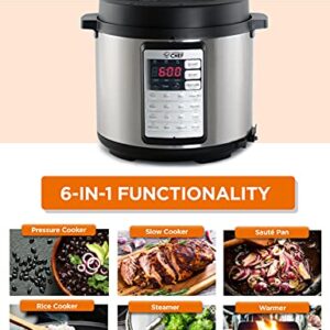 Commercial Chef Electric Pressure Cooker 6.3 Quarts, 24-Hour Preset Timer, Stainless Steel Interior with Safety Features