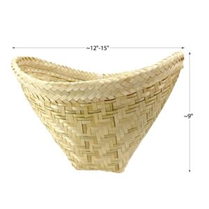 PANWA Traditional Sticky Rice Cooking Basket - “NATURAL SCENTED” - Handcrafted THAI Bamboo Wing Design, Medium Size with 24x24 Inch Cheesecloth Wrap Included