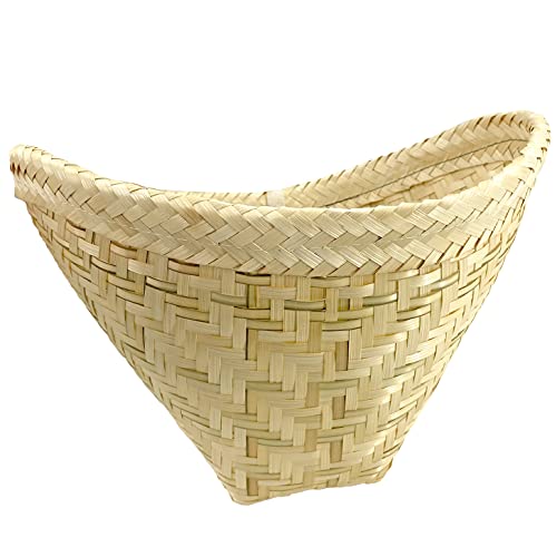 PANWA Traditional Sticky Rice Cooking Basket - “NATURAL SCENTED” - Handcrafted THAI Bamboo Wing Design, Medium Size with 24x24 Inch Cheesecloth Wrap Included