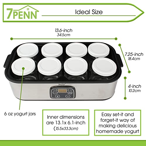 7Penn Yogurt Maker Machine - French and Greek Yogurt Maker with Temperature Control Including 8 Yogurt Jars with Lids