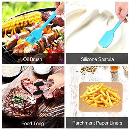 Dual Basket Air Fryer Accessories, Set of 8 Fit for Ninja Dual Air Fryer DZ201, DZ401 & Most 3.7Qt and Larger Dual Zone Air Fryers, Food Safe Accessories, 100 Pcs Disposable Parchment Air Fryer Liners