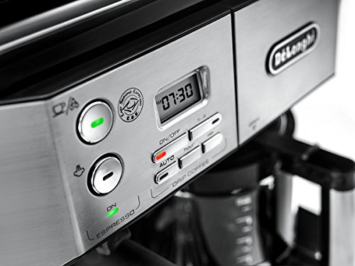 DeLonghi BCO430 Combination Pump Espresso and 10-Cup Drip Coffee Machine with Frothing Wand, Silver and Black