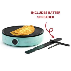 Holstein Housewares 12” Crepe Maker - Adjustable Temperature Control - Nonstick Griddle for Versatile Cooking of Crepes, Blintzes, Pancakes, Eggs, Bacon & More - Easy to Clean - Indicator Lights