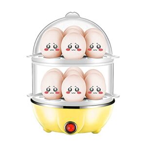 decdeal egg cooker, double layer egg boiler 14 egg capacity, hard boiled egg cooker anti-dry electric food steamer with 40ml measuring cup