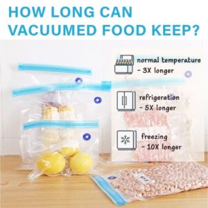 20 PCS Reusable Vacuum Sealer Bags for Food & Snack Storage, Meal Prep & Sous Vide, BPA Free Vacuum Zipper Bags, Freezer & Microwave Safe, 2 Sizes, 8" x 8" x 10, 10" x 11" x 10, Clear