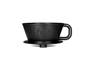 big joe large pour over coffee maker w/ 50 filters, flat bottom basket dripper for large batch pour over, brews from 12 up to 75 ounces, fits any drinkware, dishwasher safe, bpa free, made in usa