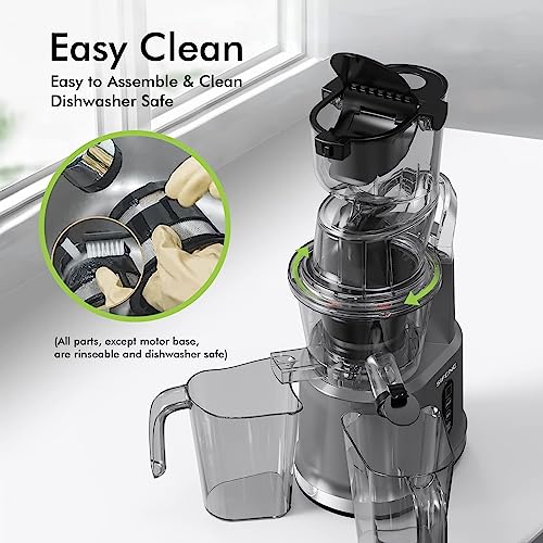 Slow Masticating Juicer Machines with Big Mouth 3.2" Feed Chute, SiFENE Whole Slow Juicer, Vertical Cold Press Juice Extractor for Vegetables and Fruits, BPA Free, Easy to Clean