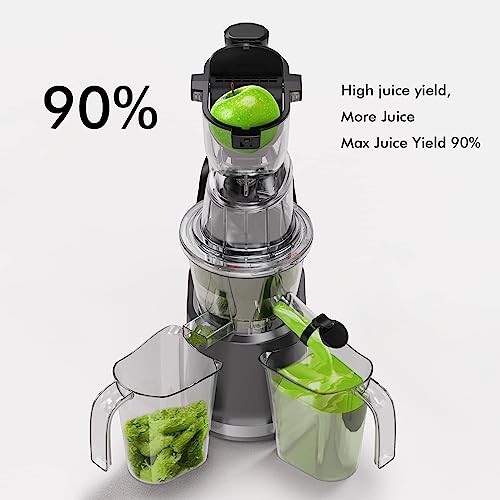 Slow Masticating Juicer Machines with Big Mouth 3.2" Feed Chute, SiFENE Whole Slow Juicer, Vertical Cold Press Juice Extractor for Vegetables and Fruits, BPA Free, Easy to Clean