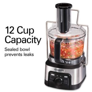 Hamilton Beach Professional Stack & Snap Food Processor & Veggie Spiralizer for Slicing, Shredding and Kneading, Extra-Large 3" Feed Chute Fits Whole Vegetables, 12 Cups, Stainless Steel (70815)