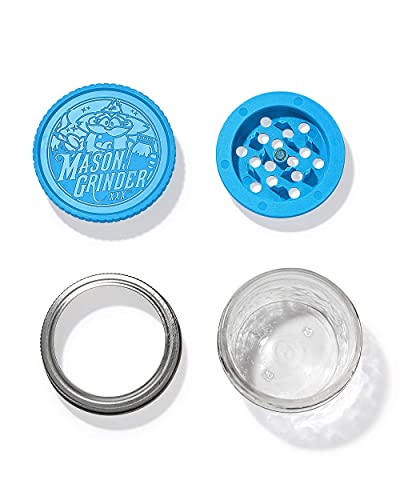 2 Piece Herb Grinder with Holes by Mason Grinder - Small Mouth - Fits on Regular Mason Jars (Jar Not Included)