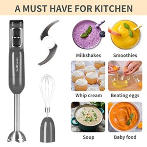 La Reveuse Immersion Hand Blender, 3 in 1, 300 Watts 2 Speeds Multi-purpose with Whisk,Mixing Beaker,Food Chopper Grinder attachments