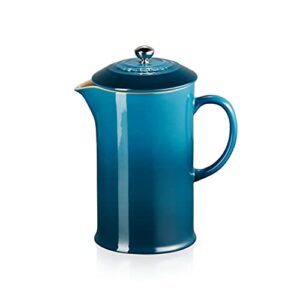 le creuset stoneware french press, 34 oz., deep teal