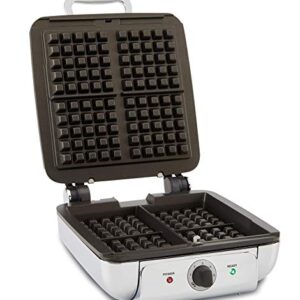 All-Clad Electrics Stainless Steel Waffle Maker 4 Section Nonstick, Upright Storage 1600 Watts 6 Browning Levels, Square, Belgium Waffle, Removable Plates, Dishwasher Safe