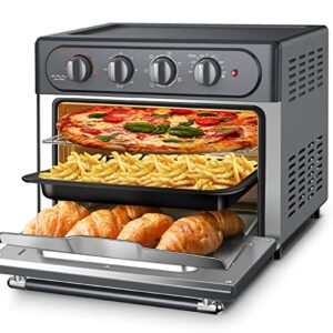 weesta air fryer toaster oven combo, 24 qt large air fryer, 7-in-1 convection toaster oven with air fryer, roast, bake, broil, reheat, large toaster oven, 5 accessories & e-recipes, ul certified, up to 450°f, 1500w, dark gray