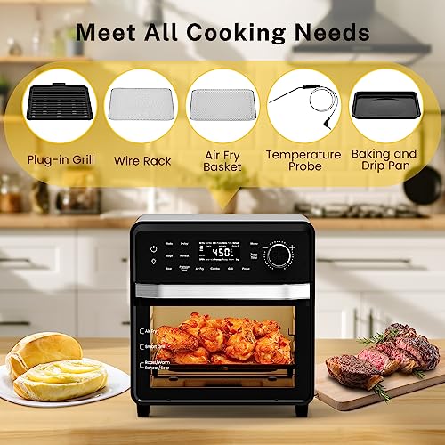 NuWave TODD ENGLISH Air Fryer Toaster Oven with Pro-Smart Grill, Plug-In Grill & Air Fryer, 550°F Preheat, 50°-500°F Temperature Controls, Top and Bottom Heater Adjustments 0%-100%