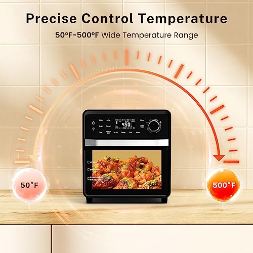 NuWave TODD ENGLISH Air Fryer Toaster Oven with Pro-Smart Grill, Plug-In Grill & Air Fryer, 550°F Preheat, 50°-500°F Temperature Controls, Top and Bottom Heater Adjustments 0%-100%