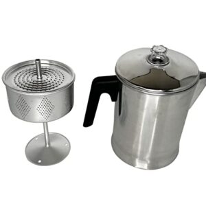 Mirro 9 cup Aluminum Coffee Percolator for indoor and outdoor, Camping Use, Silver (MIR-50021)