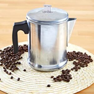 Mirro 9 cup Aluminum Coffee Percolator for indoor and outdoor, Camping Use, Silver (MIR-50021)