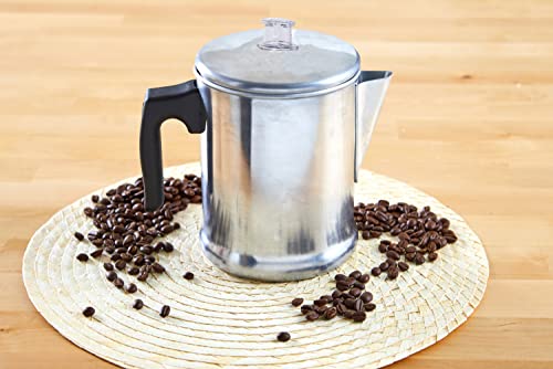 Mirro 9 cup Aluminum Coffee Percolator for indoor and outdoor, Camping Use, Silver (MIR-50021)