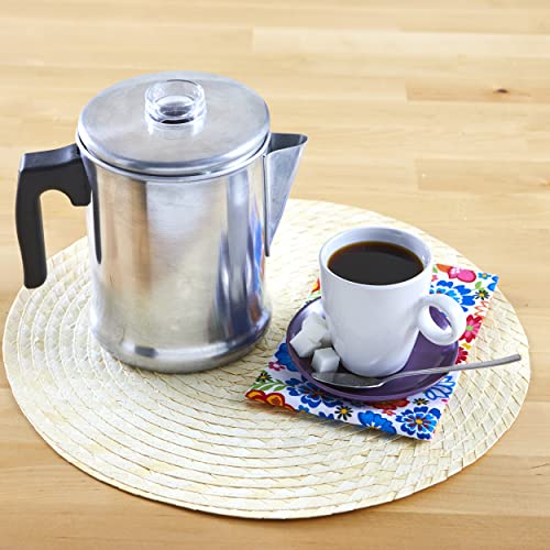 Mirro 9 cup Aluminum Coffee Percolator for indoor and outdoor, Camping Use, Silver (MIR-50021)